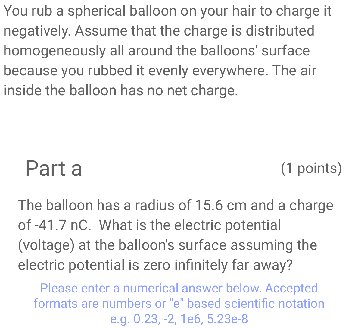 Solved You rub a spherical balloon on your hair to charge it | Chegg.com