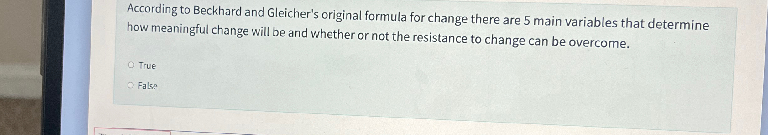 Solved According to Beckhard and Gleicher's original formula | Chegg.com