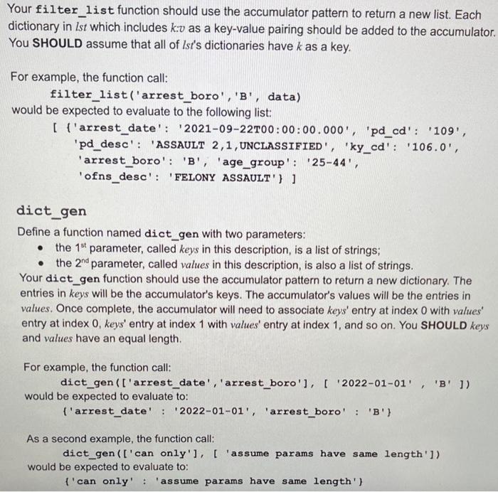 Solved Your filter_list function should use the accumulator | Chegg.com