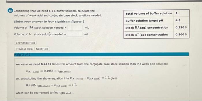 Solved Considering that we need a 1 L buffer solution, | Chegg.com