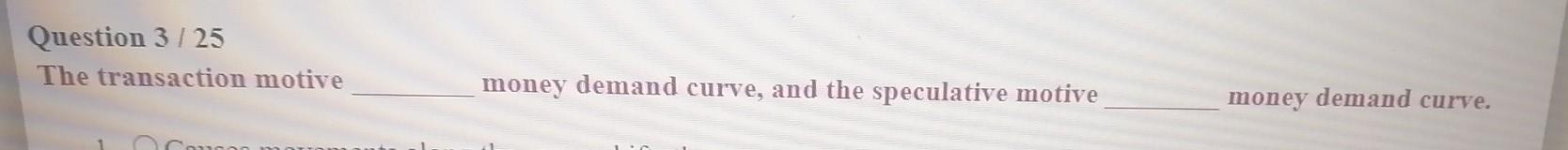 Solved Question 3 / 25 The transaction motive money demand | Chegg.com