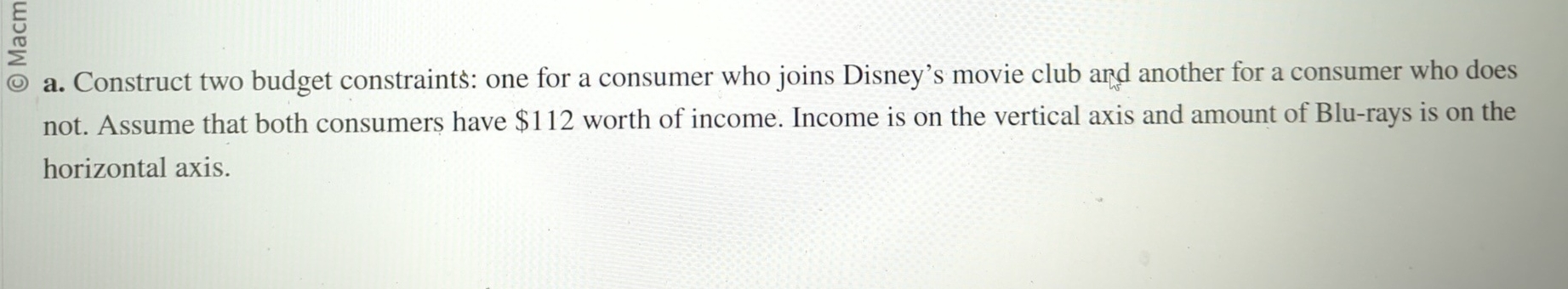 Solved E∑ΩNa. ﻿Construct two budget constraints: one for a | Chegg.com