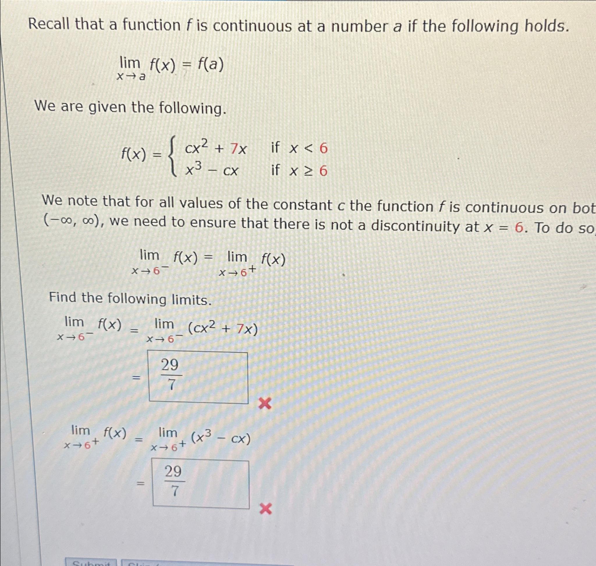 Solved Recall That A Function F ﻿is Continuous At A Number A