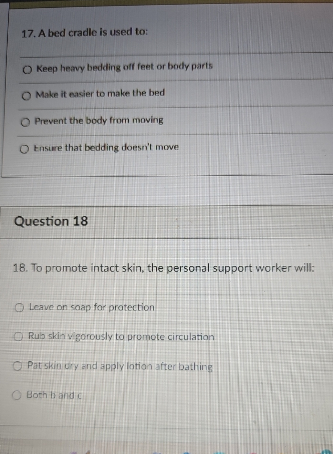 Solved A bed cradle is used to:Keep heavy bedding off feet | Chegg.com