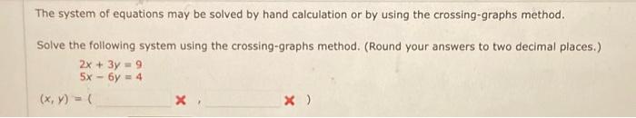 Solved The system of equations may be solved by hand | Chegg.com
