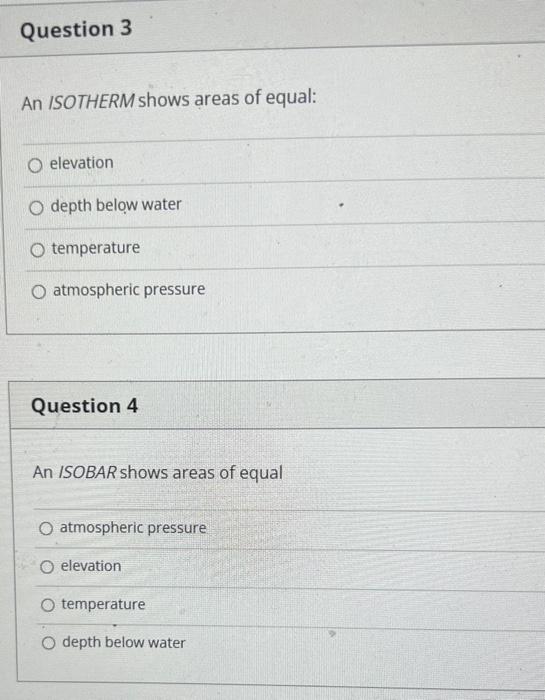 Solved An ISOLINE is a line on a map that connects points of | Chegg.com