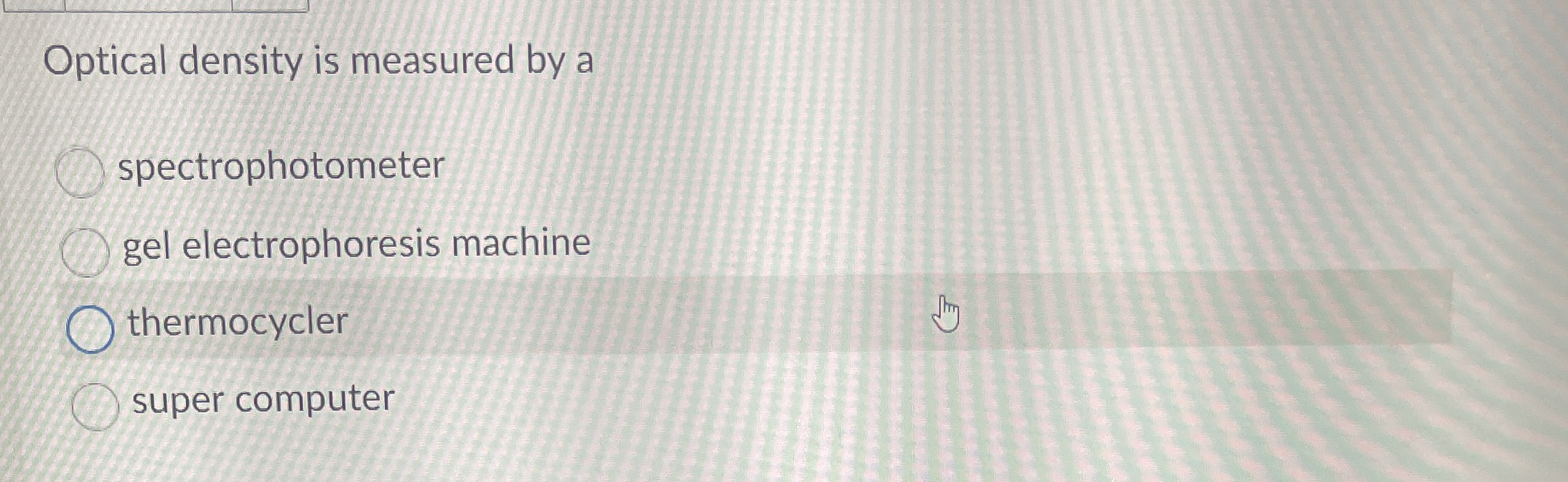 Solved Optical density is measured by aspectrophotometergel | Chegg.com