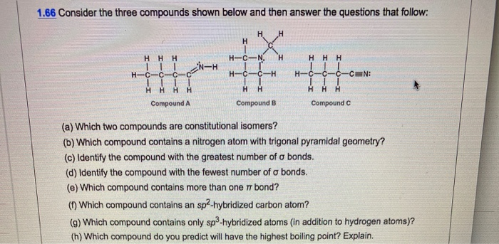 Solved 1.66 Consider the three compounds shown below and | Chegg.com