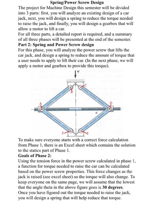 Spring/Power Screw Design The project for Machine | Chegg.com