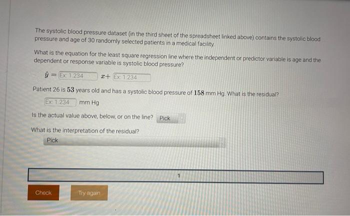 The systolic blood pressure dataset (in the third | Chegg.com