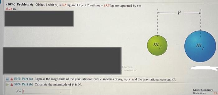Solved (10\%) Problem 6: Object 1 with mj=5.5 kg and Object | Chegg.com