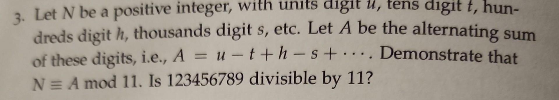 Solved 3. Let N be a positive integer, with units digit u, | Chegg.com