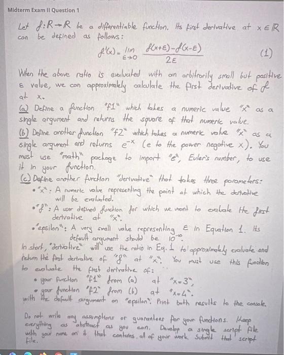 Solved Let f:R→R be a differentiable function. Its first | Chegg.com