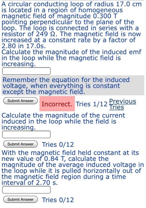 Solved A circular conducting loop of radius 17.0 cm is | Chegg.com