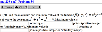 Solved Find the maximum and minimum values of the function | Chegg.com