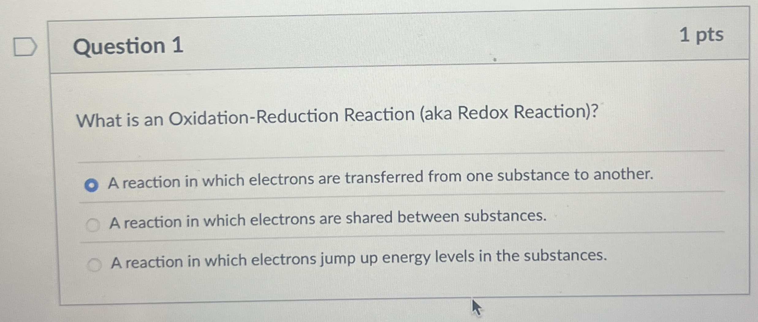 Solved Question 11 ﻿ptsWhat is an Oxidation-Reduction | Chegg.com