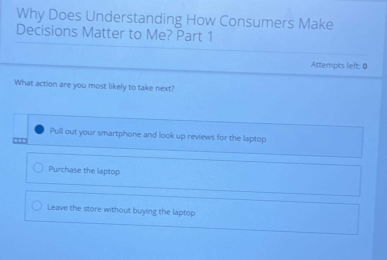 Solved Why Does Understanding How Consumers Make Decisions | Chegg.com