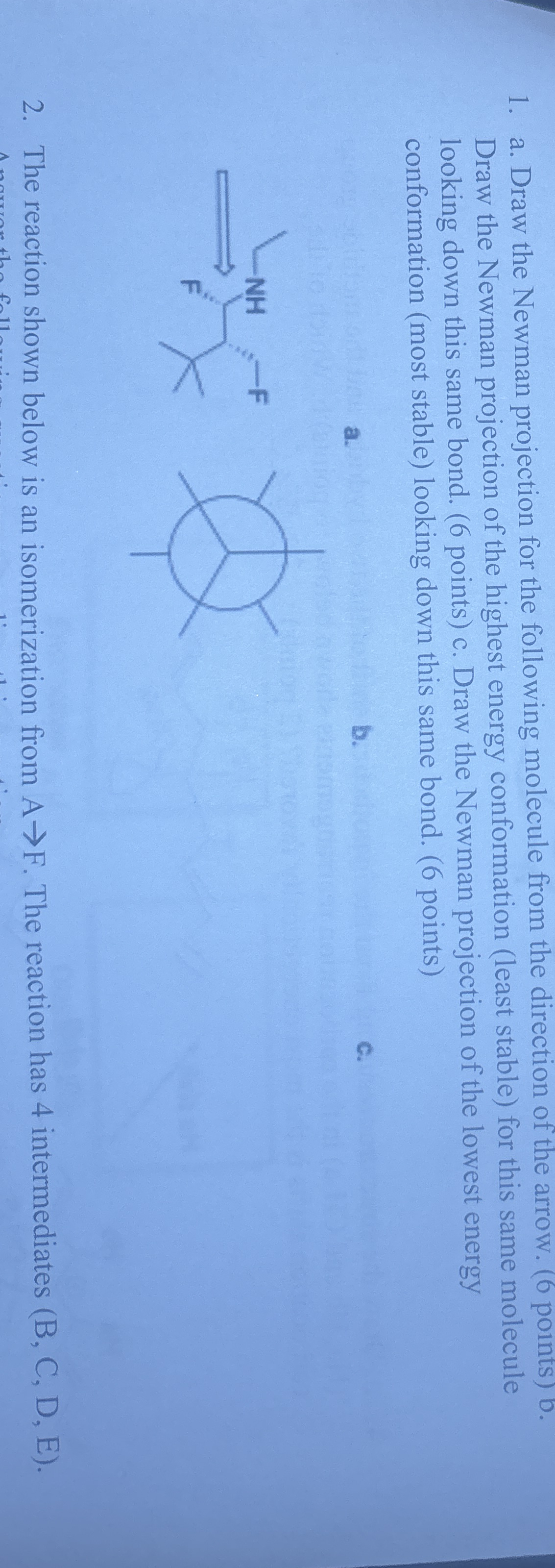 Solved a. ﻿Draw the Newman projection for the following | Chegg.com