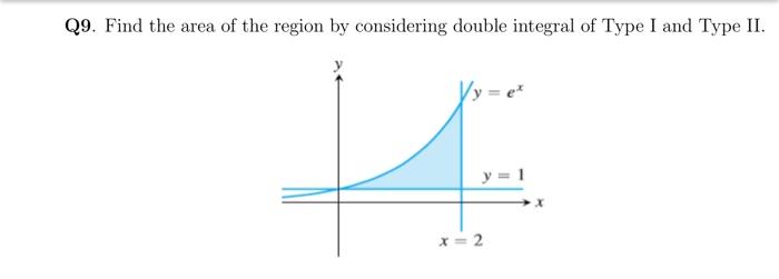 Solved Q9. Find the area of the region by considering double | Chegg.com