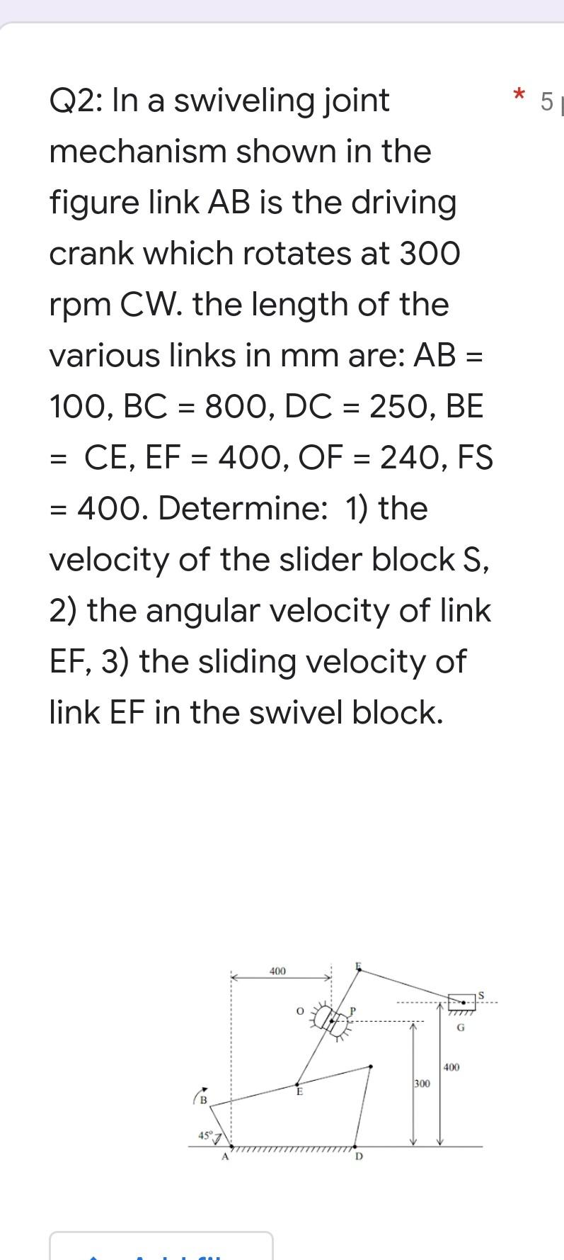 Solved Q2: In a swiveling joint mechanism shown in the | Chegg.com
