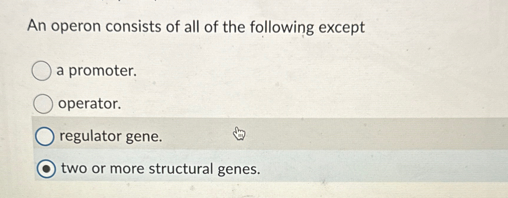 Solved An operon consists of all of the following excepta | Chegg.com