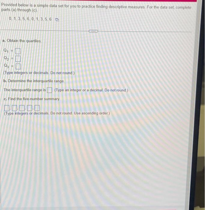 Solved Provided below is a simple data set for you to | Chegg.com