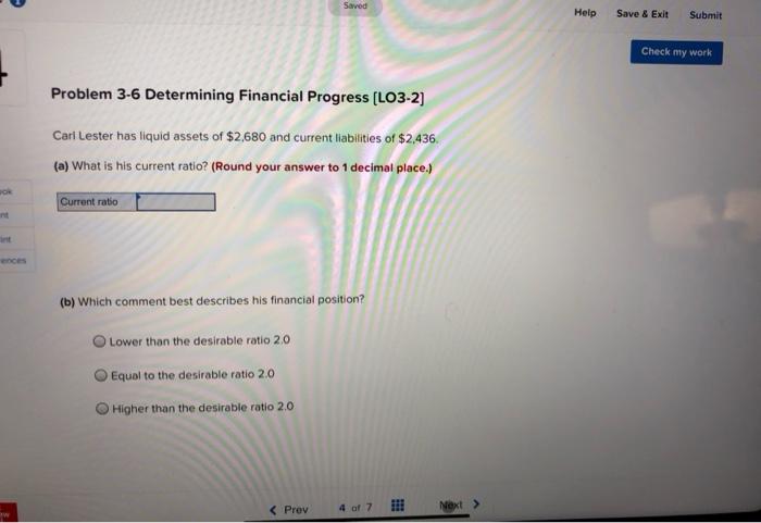 Solved Saved Help Save & Exit Submit Check my work Problem | Chegg.com