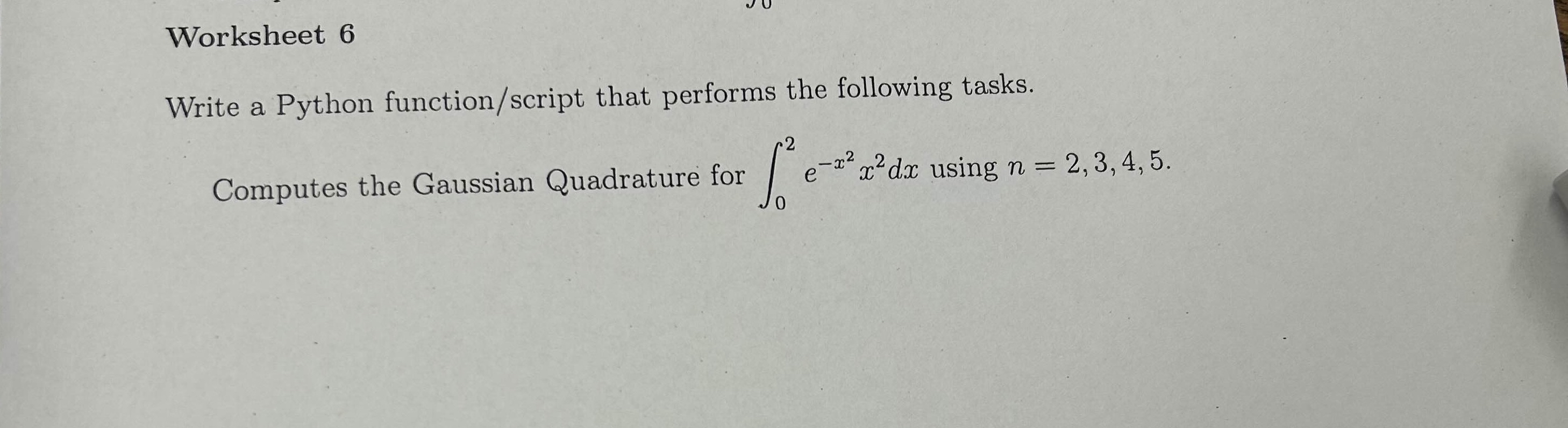 Solved Worksheet 6Write a Python function/script that | Chegg.com