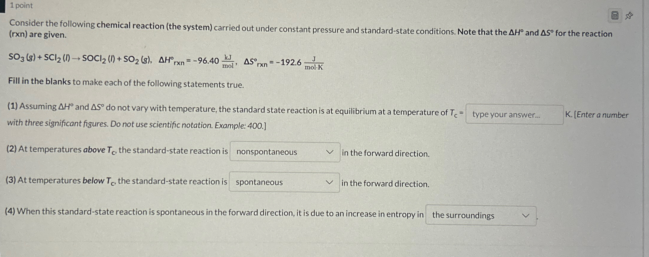 1 ﻿pointConsider the following chemical reaction (the | Chegg.com