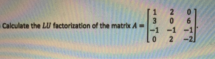 Solved [12 Calculate the LU factorization of the matrix A= | Chegg.com