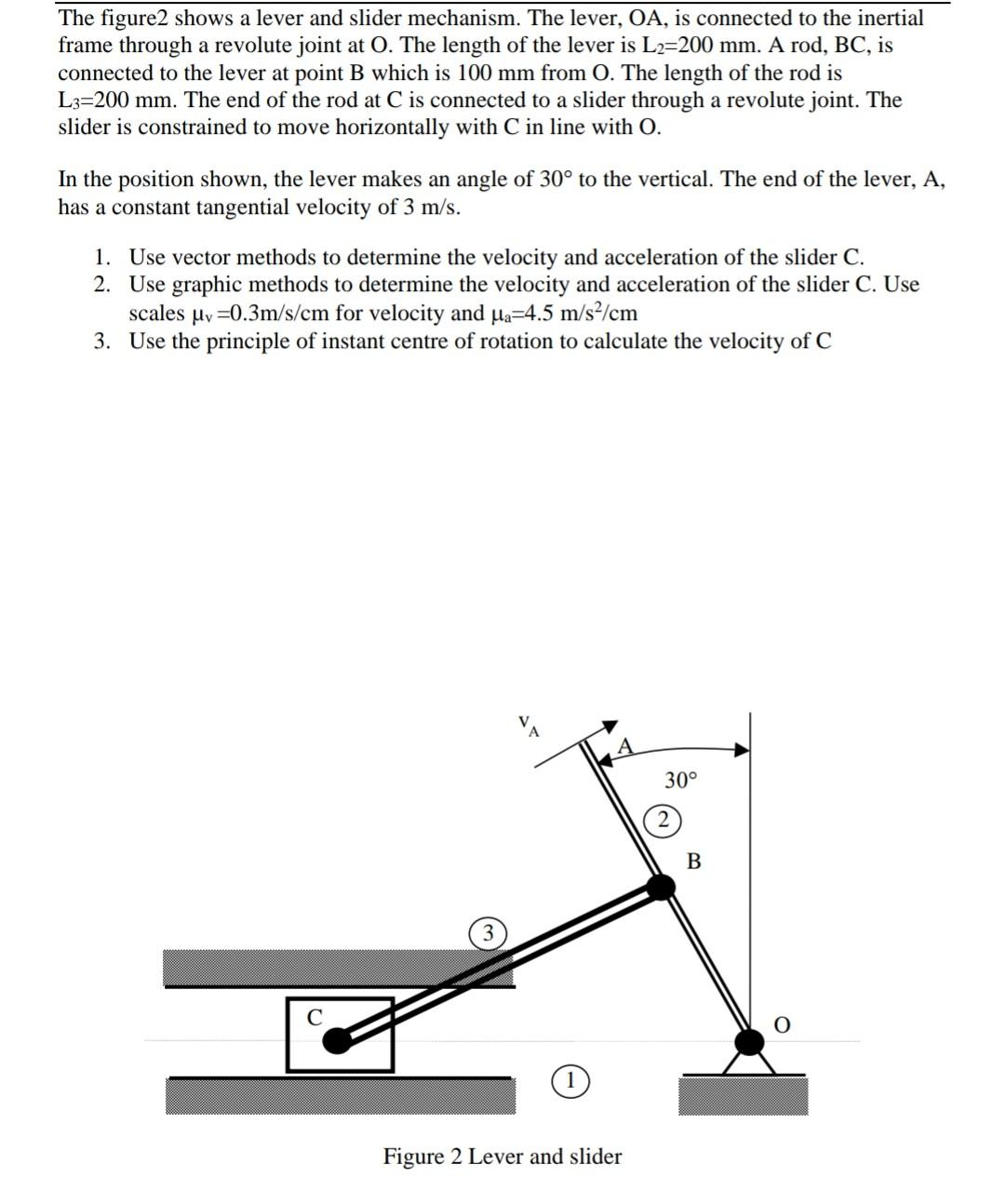 Solved The figure2 shows a lever and slider mechanism. The | Chegg.com