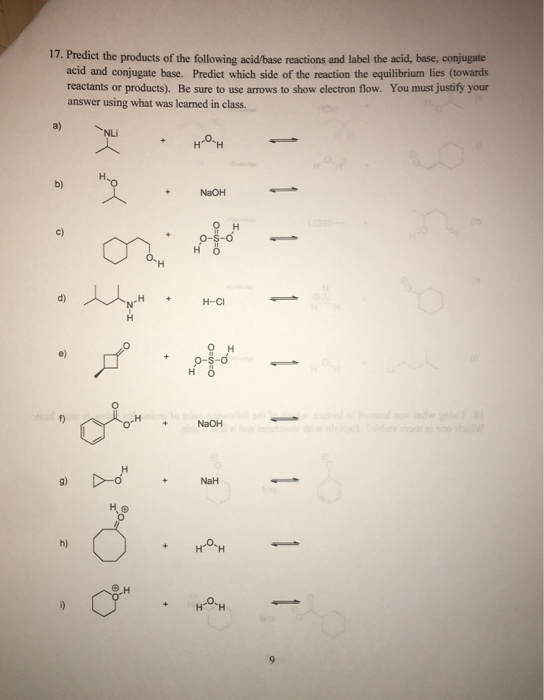 Solved 17. Predict the products of the following acid/base | Chegg.com