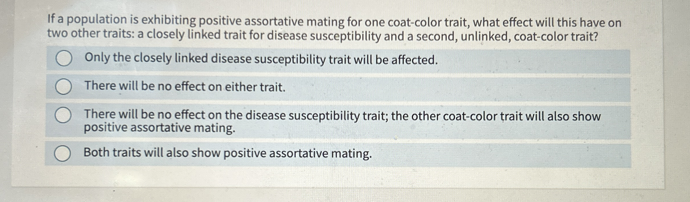 Solved If a population is exhibiting positive assortative | Chegg.com