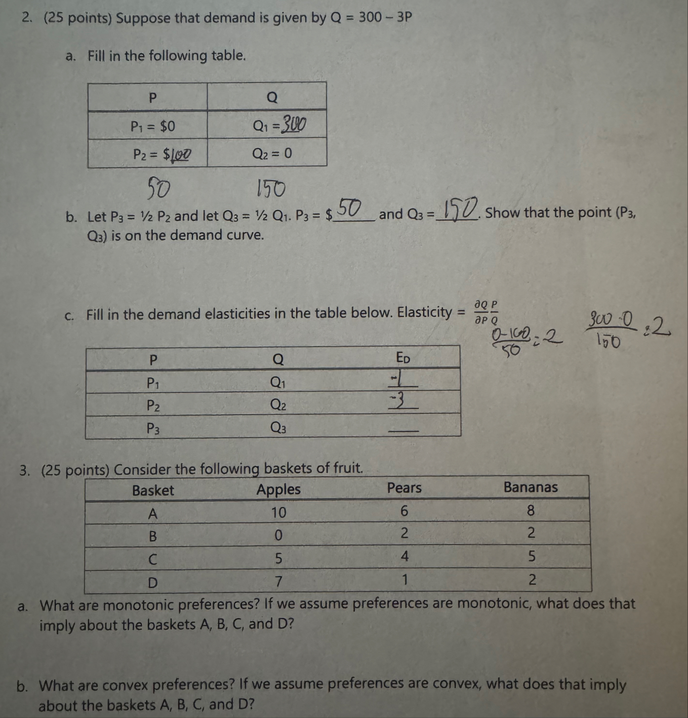 Solved (25 ﻿points) ﻿Suppose that demand is given by | Chegg.com