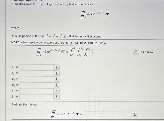 Solved (1 point) Express the triple integral below in | Chegg.com