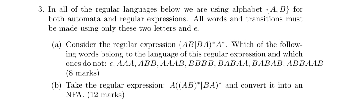 Solved by an EXPERT In all of the regular languages below we are using | Chegg.com