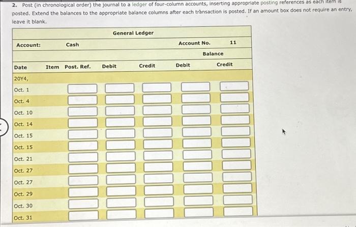 Solved 2. Post (in chronological order) the journal to a | Chegg.com