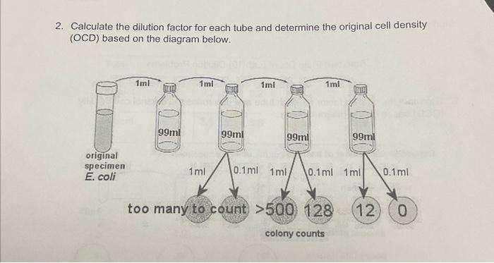 Solved 2. Calculate the dilution factor for each tube and | Chegg.com
