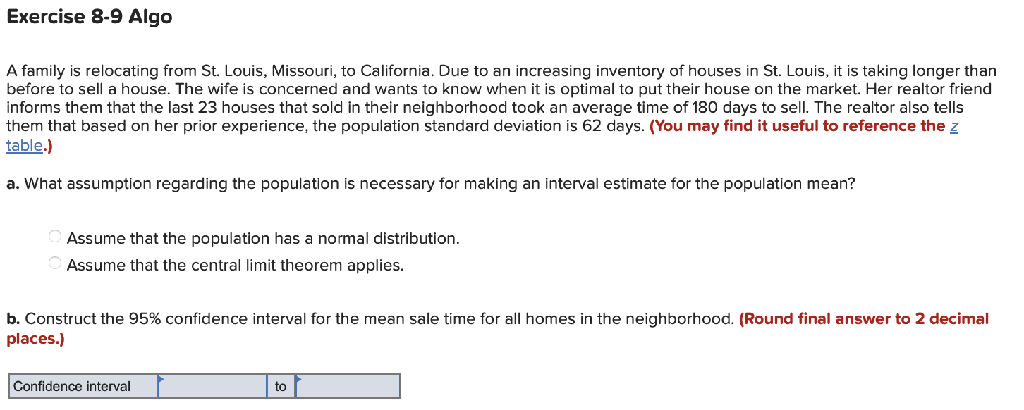 Solved Exercise 8-9 ﻿AlgoA family is relocating from St. | Chegg.com