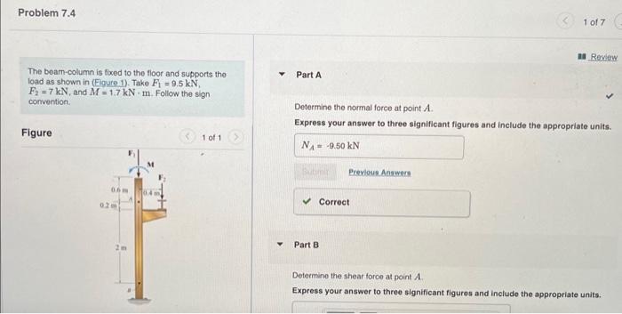 Solved The beam-column is fixed to the floor and supports | Chegg.com