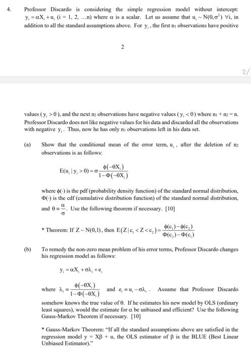 Solved Professor Discardo is considering the simple | Chegg.com