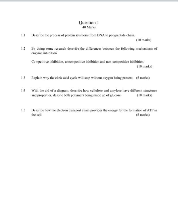 Solved Question 1 40 Marks 1.1 Describe the process of | Chegg.com