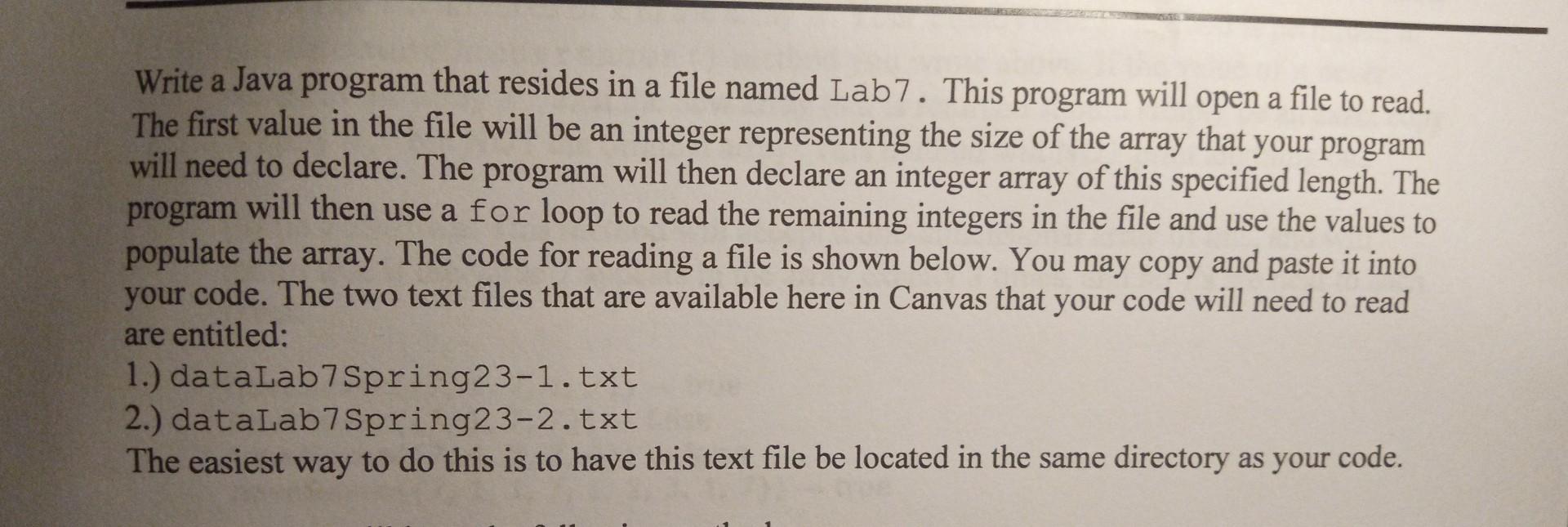 Solved Write a Java program that resides in a file named Lab | Chegg.com