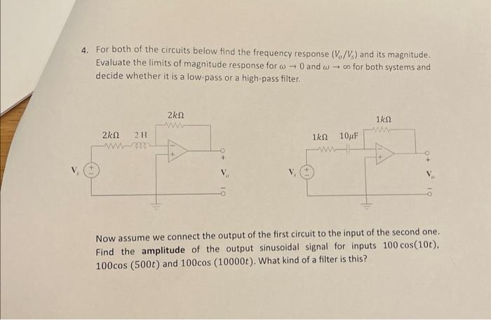 Solved 4. For both of the circuits below find the frequency | Chegg.com