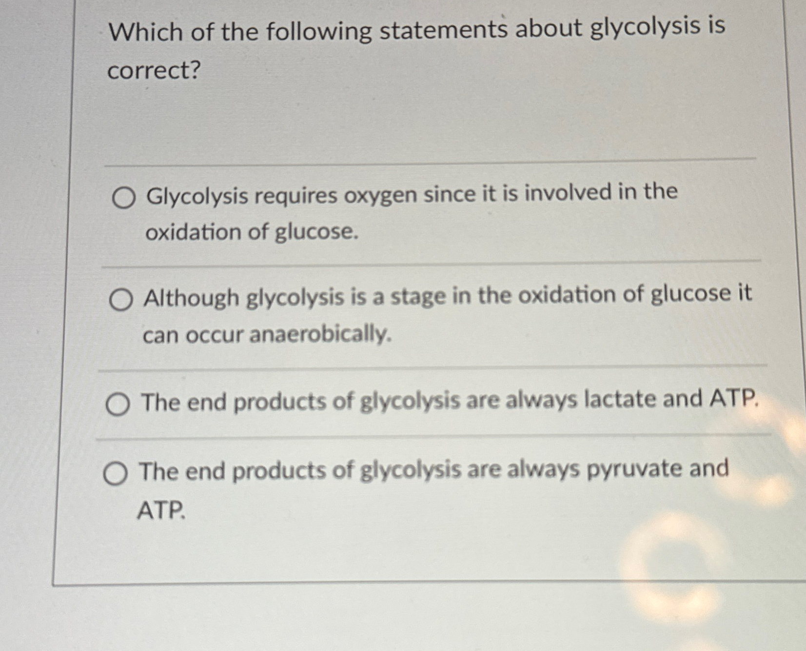 Solved Which of the following statements about glycolysis is | Chegg.com