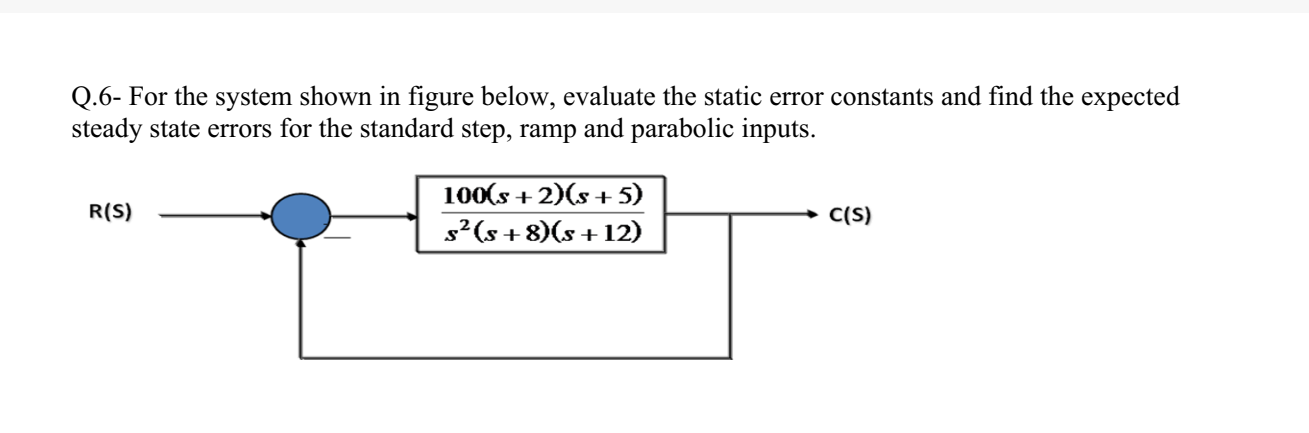 Solved Q6 ﻿for The System Shown In Figure Below Evaluate 7898