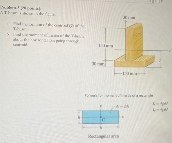 Solved Problem-5 (20 points): A T-beam is shown in the | Chegg.com Solved Problem-5 (20 points): A T-beam is shown in the | Chegg.com