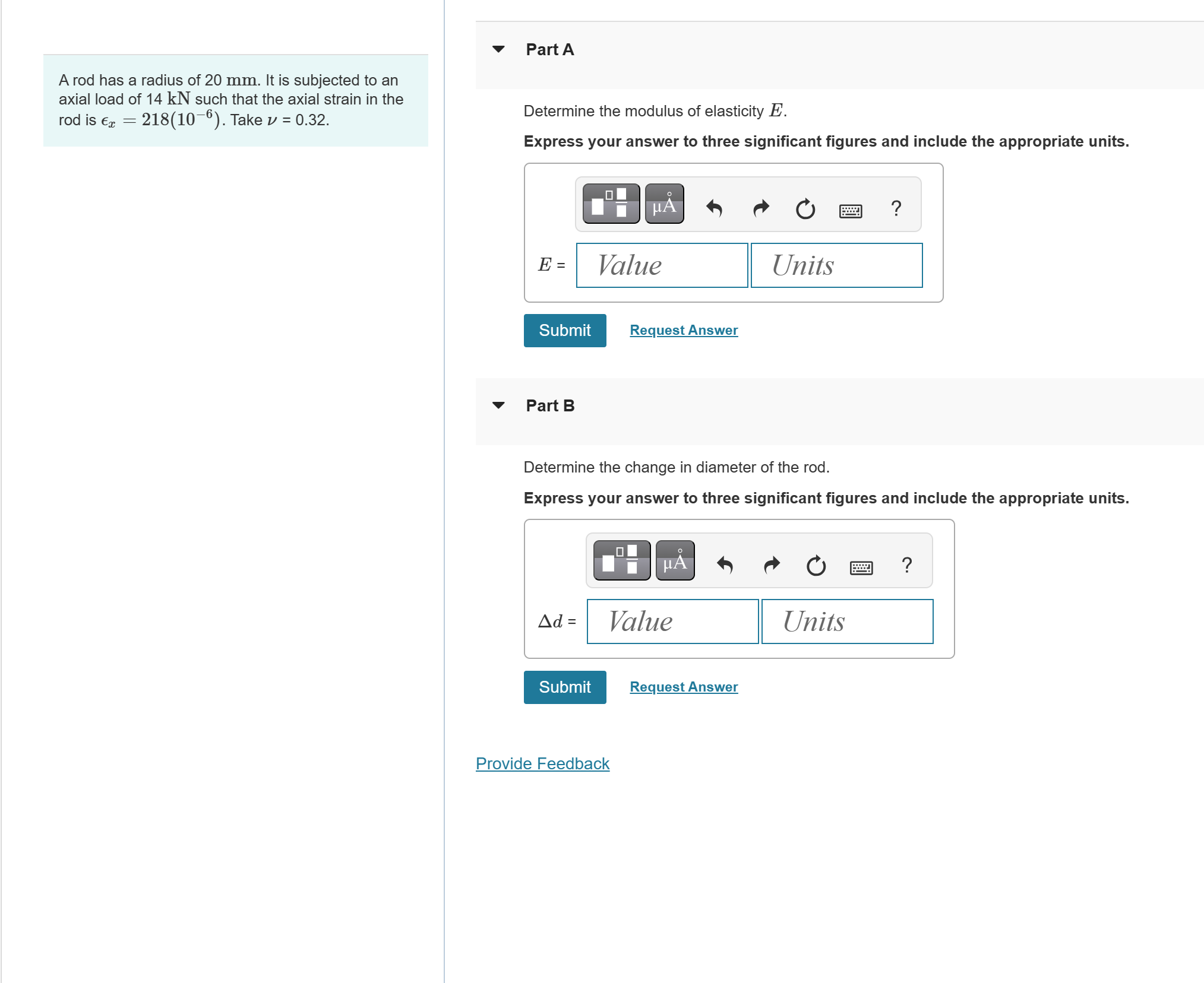 Solved A rod has a radius of 20 ﻿mm. ﻿It is subjected to an | Chegg.com