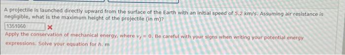 Solved A projectile is launched directly upward from the | Chegg.com