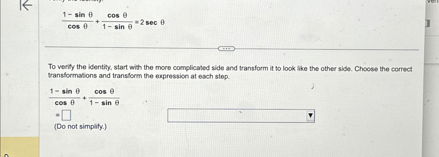 Solved 1-sinθcosθ+cosθ1-sinθ=2secθ\end{array}](Do not | Chegg.com